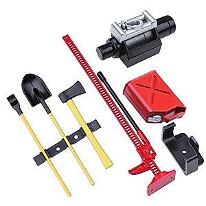 HobbyPark Mini RC Rock Crawler Accessories Decorative Tool Sets Digging Shovel Fuel Tank High Jack Winch for 1:10 Climbing Car