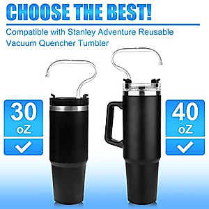 Anti Wrinkle Straw, 2pcs Plastic Prevent Wrinkle Straw Compatible with Stanley Adventure Quencher 40 oz Travel Tumblers，Anti Lip Drinking Straw Curved Straw,Reusable No Wrinkle Straws with Brush