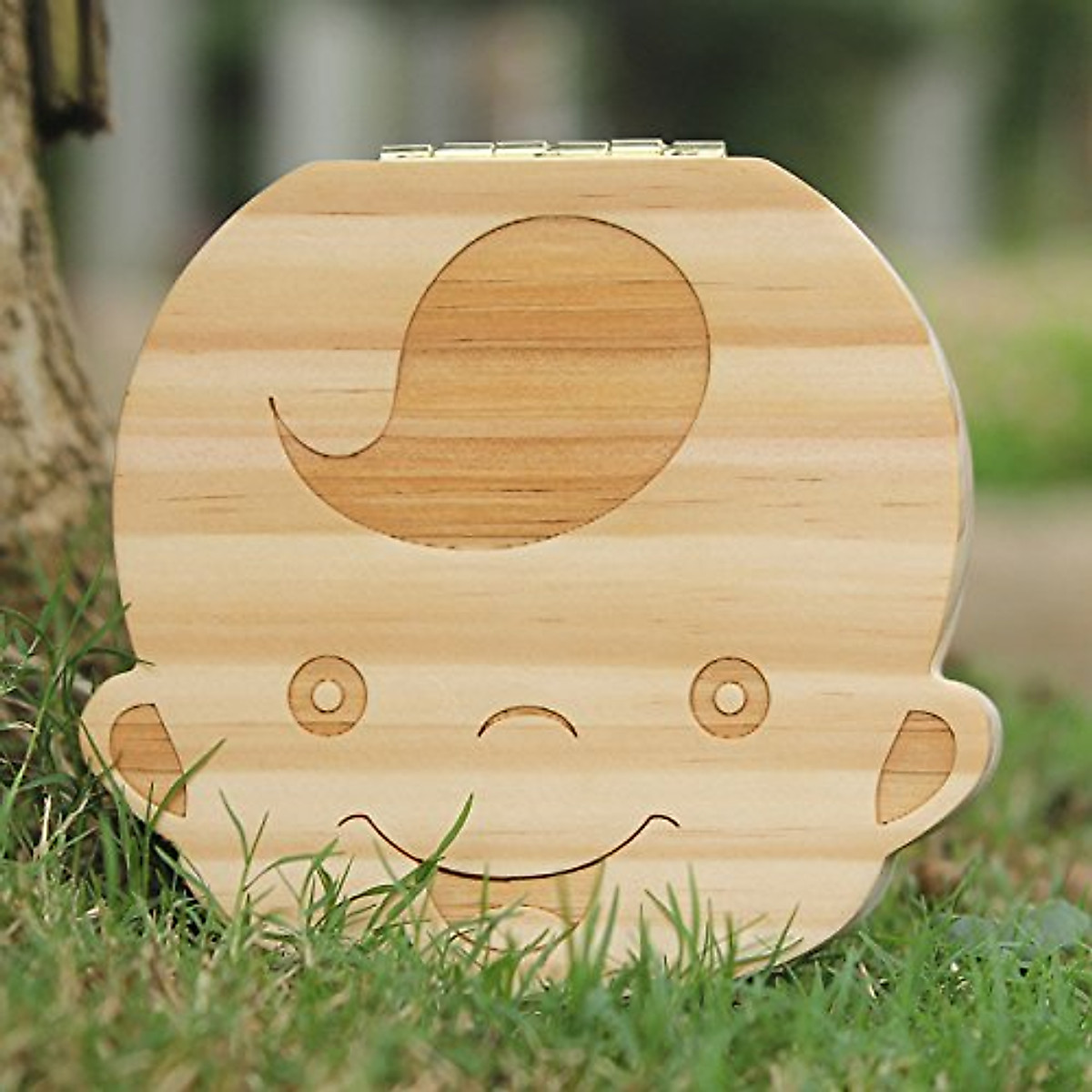 Anbaby Cute Personality Baby Teeth Box Save Wooden Boxes Deciduous Souvenir Box (Boy)