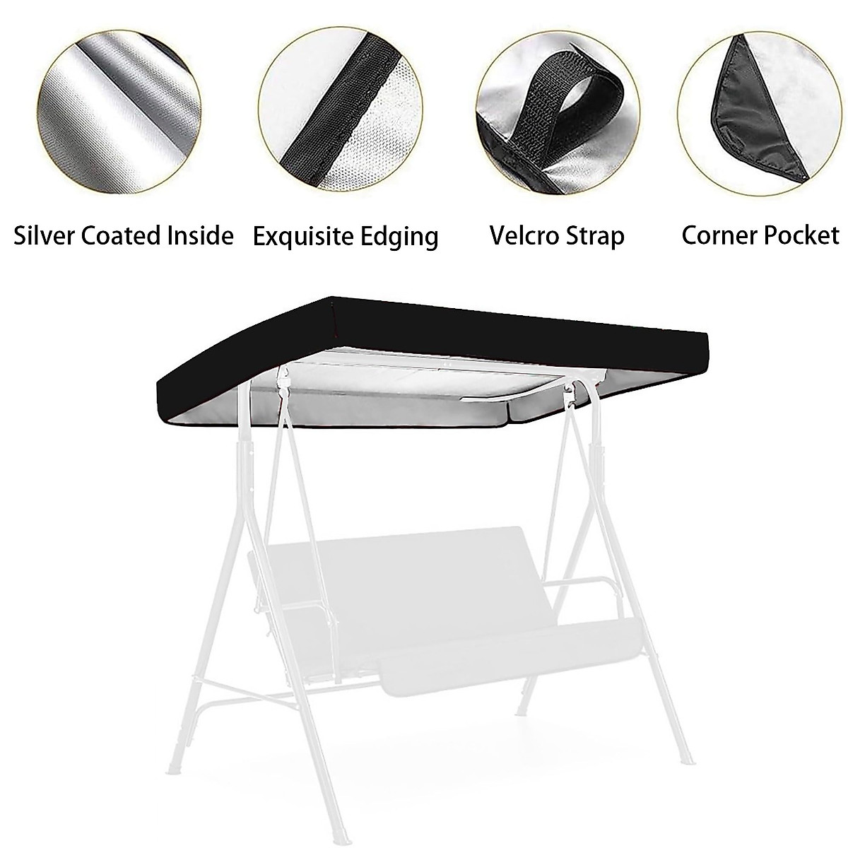 HyzXqq Enhanced Outdoor Swing Chair Canopy Replacement Cover – Waterproof, Windproof, Heavy Duty, and Rip-Resistant Garden Hammock Top Cover for Outdoor Furniture(Beige-hdw,84x48x9inch)