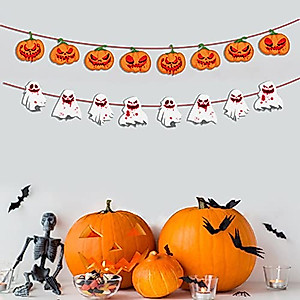 ABOOFAN 4Sets Zombie House Prop Mantel Indoor Theme Scary Doorways Halloween Ghost Shape Bunting Haunted Banner Pumpkin Banner, Skull Props Outdoor Wall Flag Decoration Houses of Banners Eyeball