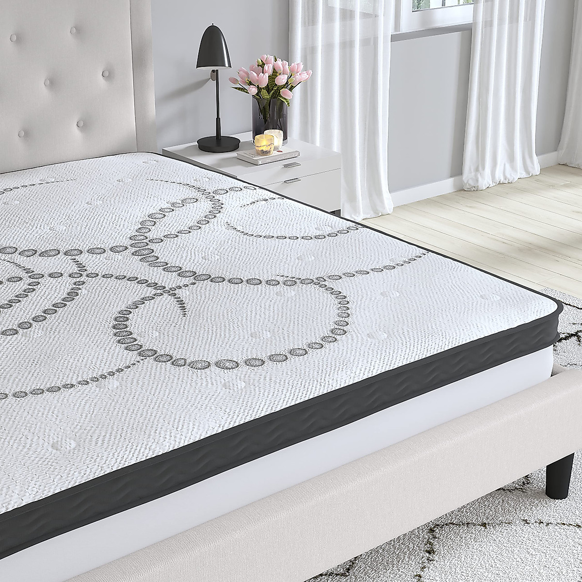 Merrick Lane Lofton 10" King Size Hybrid Mattress - CertiPUR-US Certified Foam & Pocket Spring Mattress - Mattress in a Box