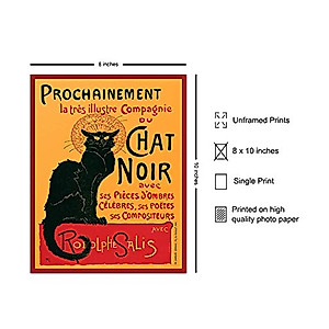 Le Chat Noir - The Black Cat - 8x10 Vintage French Poster Print - Steinlen Cats - Cat Wall Art - Cat Room Decor - Cat Lover Gifts for Women - Living Room Decor