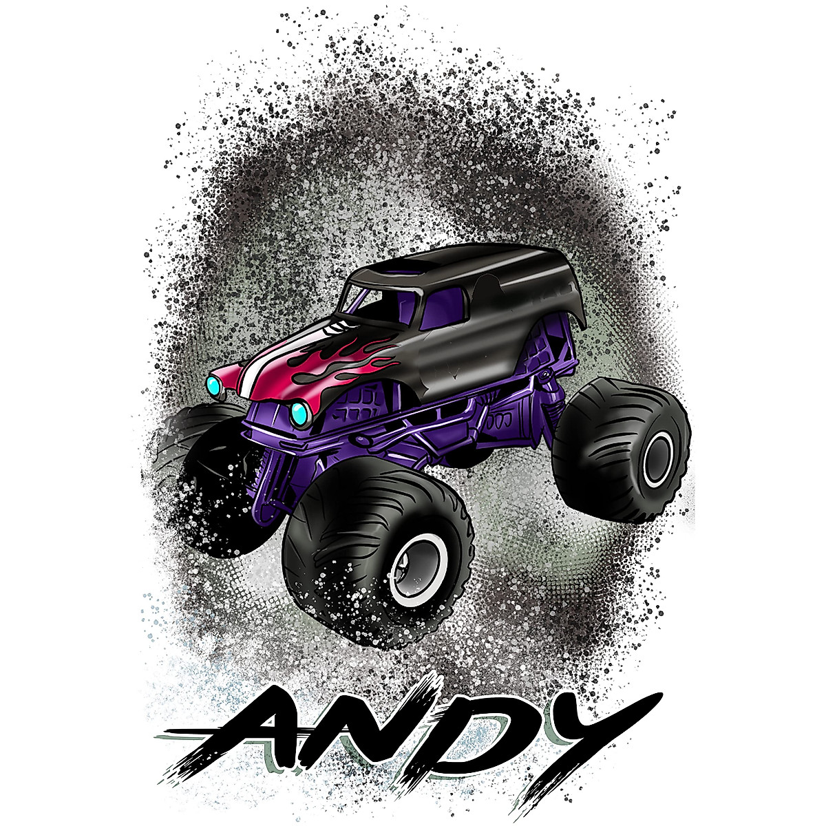 Mythic Airbrush Digitally Airbrush Painted Personalized Custom Monster Truck Snapback Trucker Hats White, 1-5 1/4