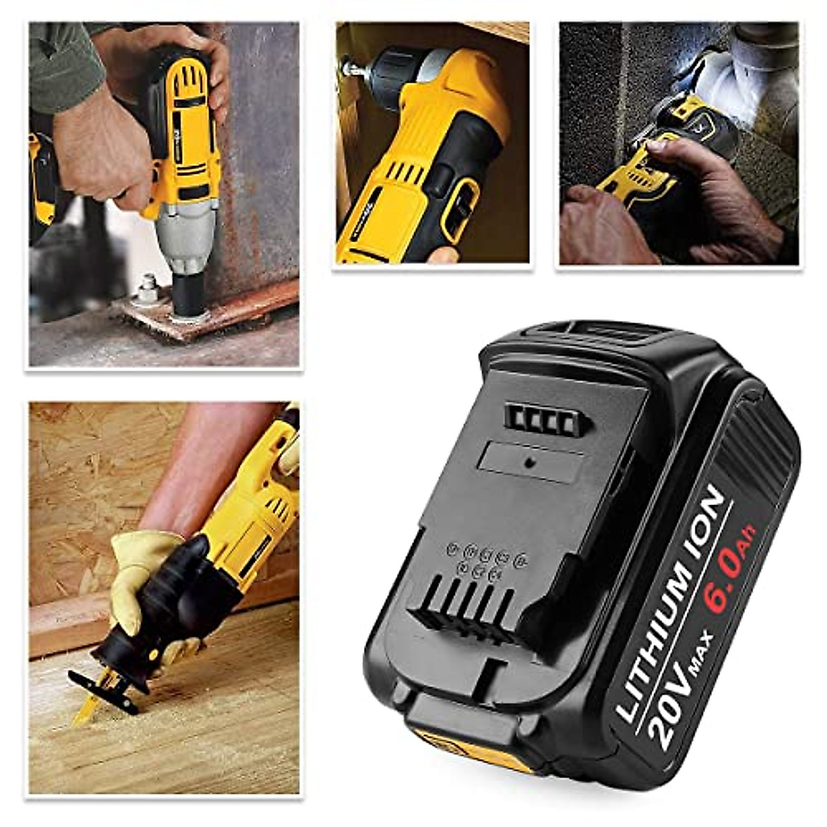 Energup 2Pack 6.0Ah Replacement Dewalt 20V MAX XR Battery + DCB118 Charger DCB107 DCB105 DCB101 DCB115 for Dewalt 20V Battery DCB204 DCB206 DCB180 DCD985B DCB200 DCD/DCF/DCG Dewalt 20V Battery