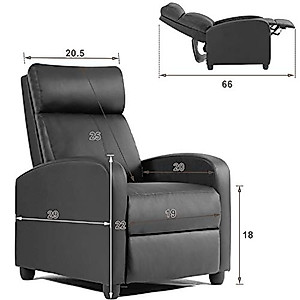 FDW Recliner Chair Recliner Sofa with PU Leather Padded Seat Backrest for Living Room Massage Recliner Sofa Reading Chair Winback Single Sofa Home Theater Seating Modern Reclining Chair