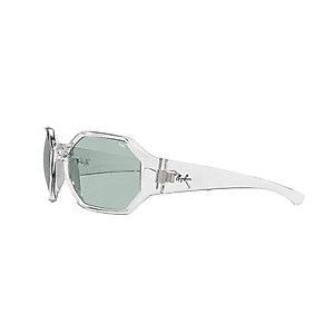 Ray-Ban Rb4337 Polarized Square Sunglasses, Transparent/Evolve Photochromic Green to Blue, 59 mm