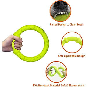 LaRoo Dog Flying Ring Toys, Floating Flying Disc ABS Durable Interactive Chew Toys for Training Outdoor Playing Puppy Medium Large Dogs (Small Green/18cm)