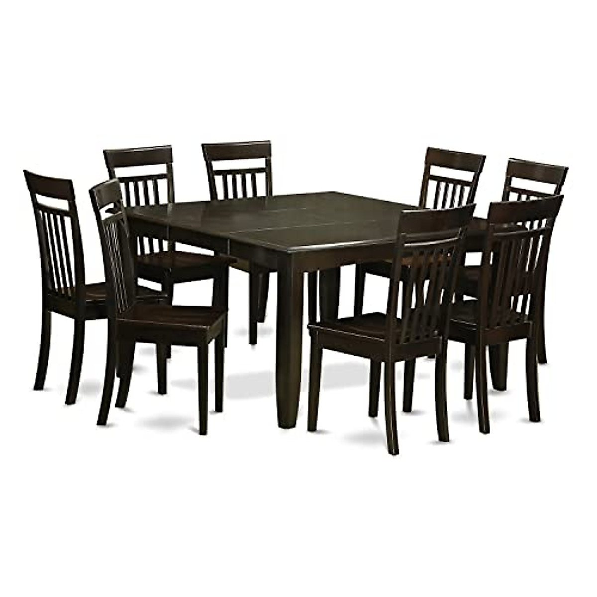 East West Furniture PFCA9-CAP-W 9 Pc Dining room set Table with Leaf and 8 Dinette Chairs, 9 Pieces