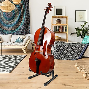 pugdodo Cello Stand Adjustable, Folding Cello Support Stand, A-Frame Folding Cello Holder Compatible for Violin 1/8-4/4 Cellos Guitars Electric Bass Electric Guitar Stand Acoustic, Black (black)