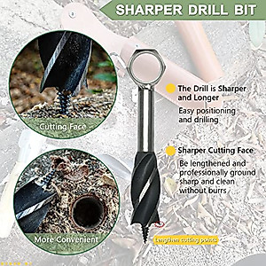 Bushcraft Hand Auger Wrench, Upgraded Hexagon Scotch Eye Wood Auger for Camping, Embedded Welding Settlers Tool- Portable Survival Hand Settlers Wrench Drill Bit Set by MinliGUY Tool