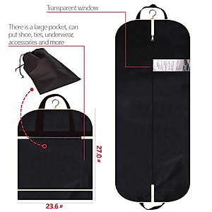 DIOMMELL 54" Garment Bag with Extra Large Pockets for Travel, Gusseted Suit Cover Mens Womens Foldable Hanging Bags for Clothes Shirts Dresses Coats