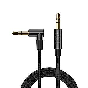 CableCreation 3.5mm Audio Cable, 6FT Right Angle Male to Male Auxiliary Stereo HiFi Cable with Silver-Plating Copper Core Compatible with Car, iPhones, Tablets, 24K Gold Plated, 1.8M