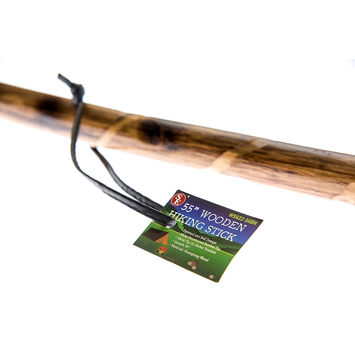 SE Natural Wood Walking Stick with Hand-Carved Spiral Design and Knob Top, 55" - WS622-56BH