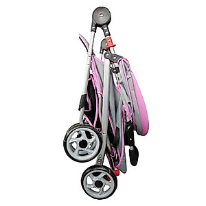 AmorosO Single Stroller - Baby Stroller with Four Wheels - Lightweight Stroller - Convertible Stroller with Extra Storage Space - Foldable Stroller with Sun Protection Hood Cover (Pink/Grey)