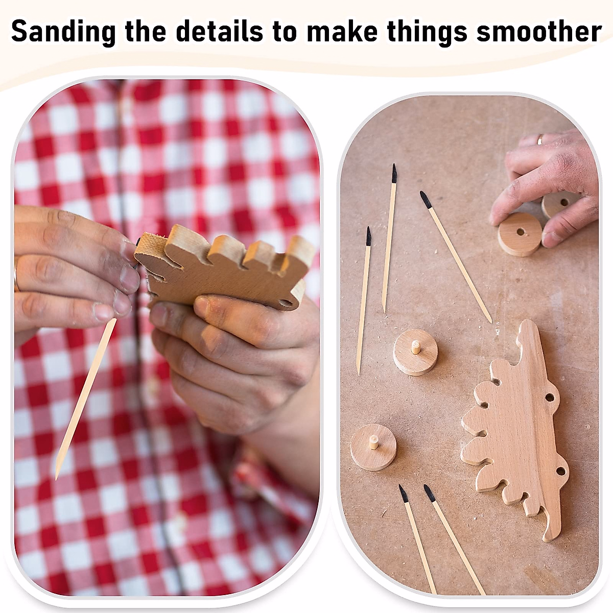 50 Pack Sanding Sticks 280 Grit Matchsticks Sanding Twigs Fine Detailing Sanding Sticks for Plastic Models Wood Hobby, 5.4 x 0.2 Inch