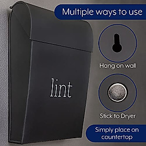 AuldHome Enamelware Lint Holder Bin (Black); Modern Farmhouse Laundry Room Decor