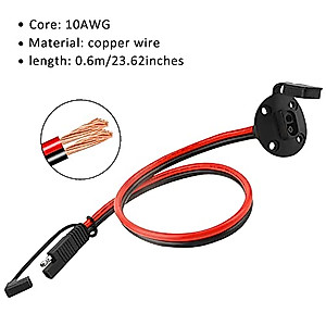 WMYCONGCONG 2 PCS SAE Power Socket Sidewall Port Connector 10AWG 23.62inch SAE Quick Disconnect Panel Mount Power Cable with Cap for Solar Generator Battery Charger