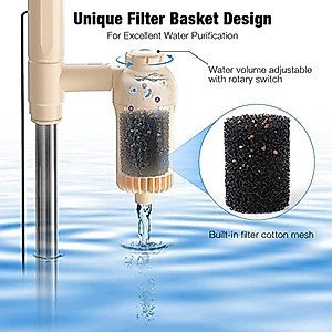 bedee Electric Aquarium Gravel Cleaner, Fish Tank Vacuum Gravel Cleaner, 6 in 1 Automatic Aquarium Vacuum Cleaner Kit for Water Changing & Wash Sand with Adjustable Water Flow, DC 12V, 18W【Beige】