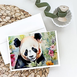 Caroline's Treasures DAC2969GCA7P Panda Greeting Cards Pack of 8 Blank Cards with Envelopes Whimsical A7 Size 5x7 Blank Note Cards