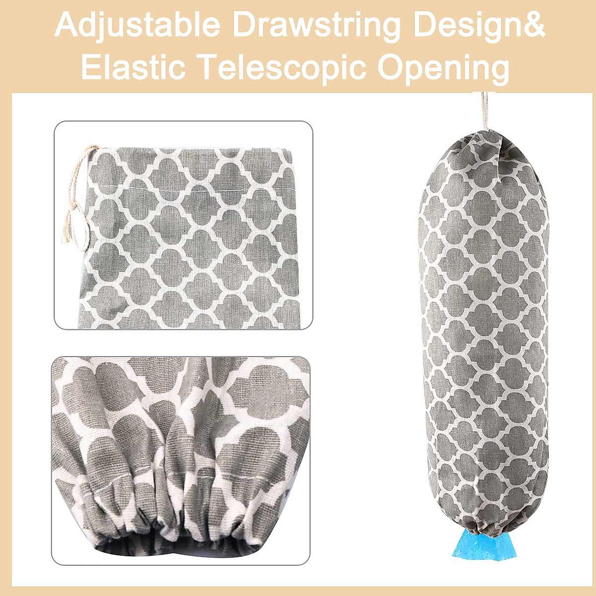 Plastic Bag Holder Wall Mount,Washable Plastic Bag Organizer for Grocery Bag,Trash Bag,Shopping Bags(1PC,GREY)