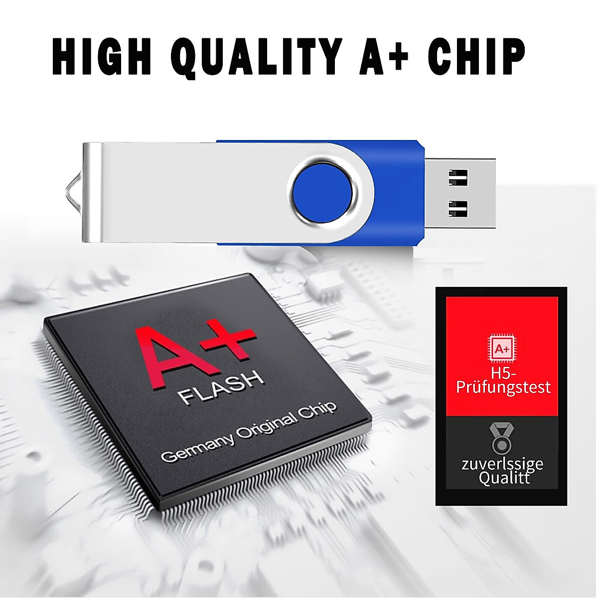 20PCS 4GB Bulk Flash Drives EASTBULL USB 2.0 Metal 4GB Flash Drive Bulk Thumb Drive Pack Swivel USB Drives Pack (Blue 20Pack)