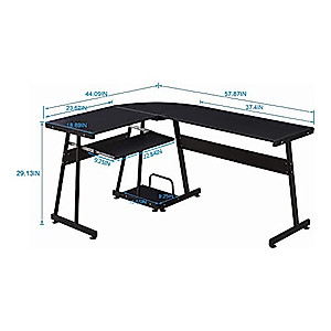 ivinta Reversible Black Gaming Desk Corner Desk Modern L-Shaped Desk Computer Desk for Home Office Small Space with Keyboard Tray and CPU Stand (44x 58, Black)