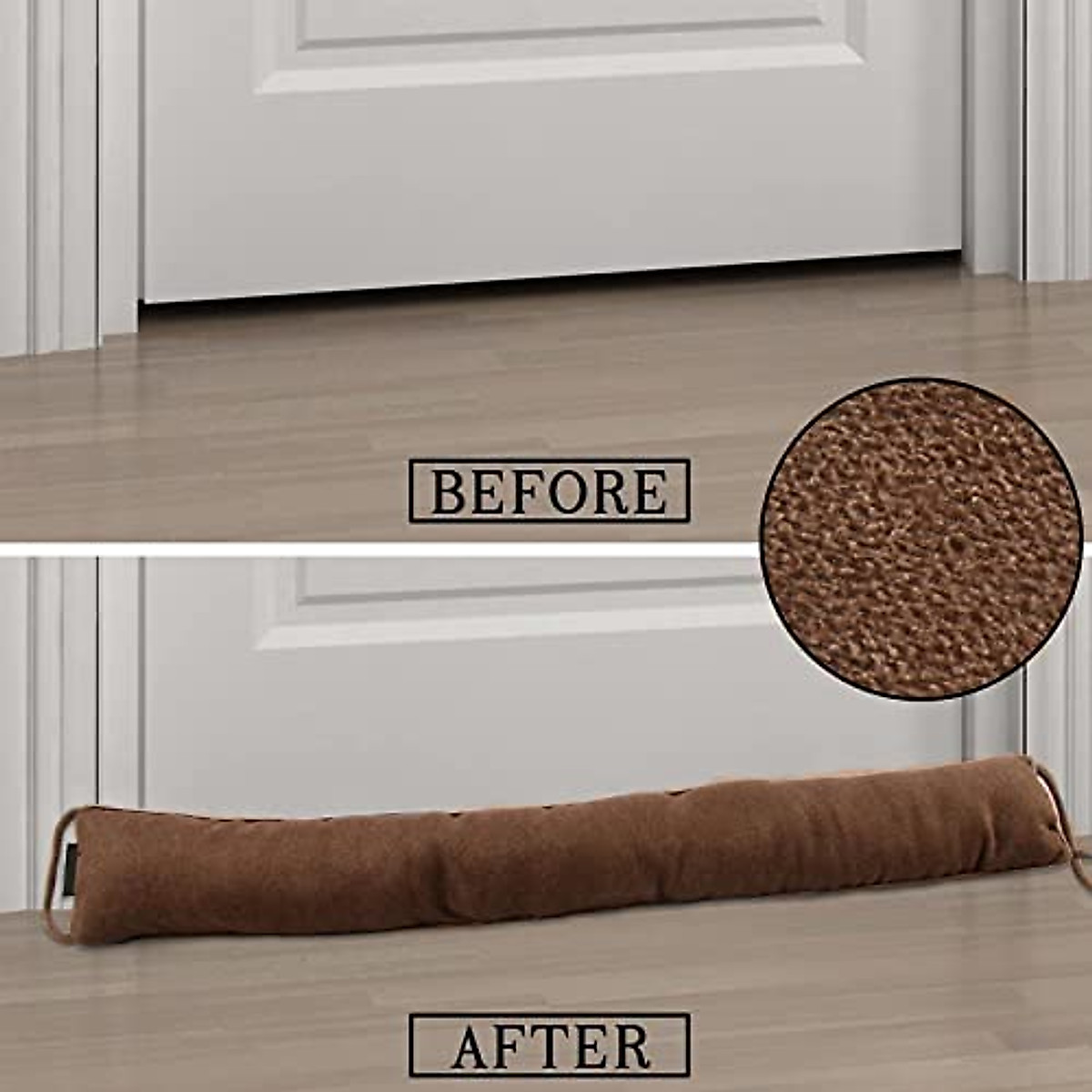 Door Draft Stopper, 36 inch Draft Stopper,Noise Isolation Stopper Door, Dust Blocking Under Door, Suitable for Interior/Exterior Doors (Brown)