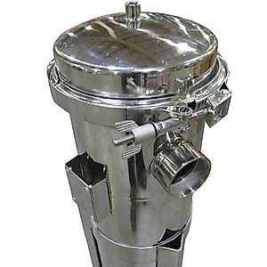 PRM #2 Stainless Steel Bag Filter Housing, 2 Inch NPT Inlet, Dual Side or Bottom 2 Inch NPT Outlet, 100 psi