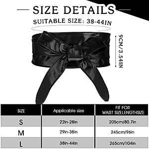 Bewudy Women Obi Belt for Women Fashion, PU Leather Wrap Wide Cinch Belt for Dress, Waistband Waist Corset Belt for Ladies (L: Fits Waist 38"-44")