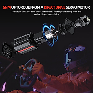 PXN V12 Lite Direct Drive Racing Wheel and Pedal, 4-Metal Paddle Shifter, Quick Release, Driving Force Leather Steering Wheel Compatible with PC, PS4, Xbox one, Xbox series s/x