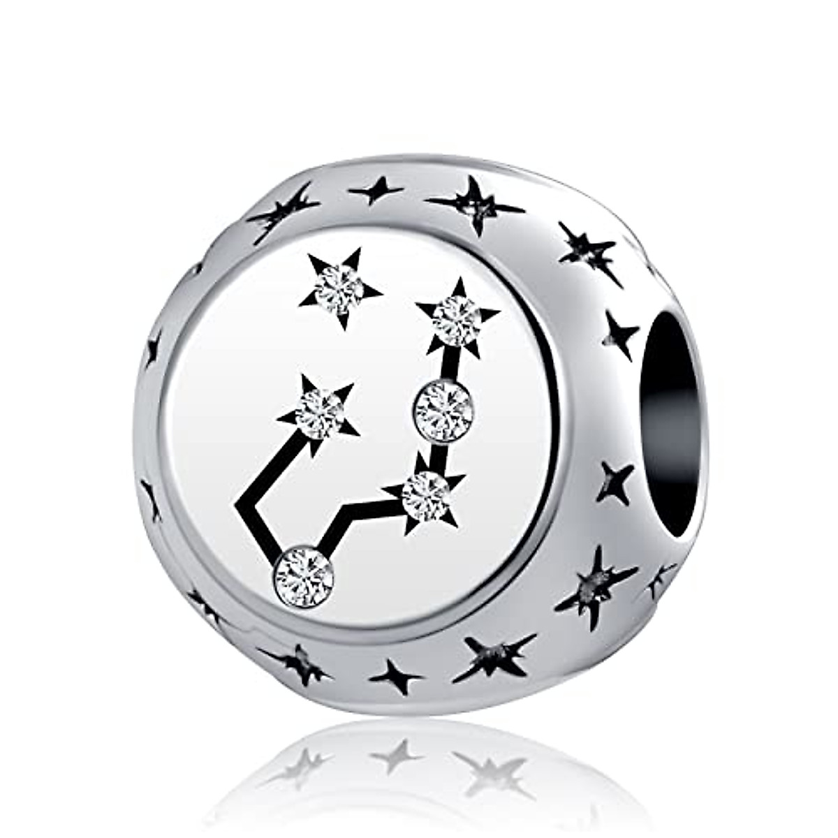 QeenseKc Taurus Horoscope Zodiac Sign Birthday Charm Constellation Clear CZ Astrology Bead for Bracelet Necklace