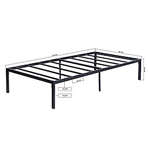 Tidyard Metal Bed Frame Twin Size Single Platform Mattress Base,Metal Tube(twinsize, Black) No Box Spring Needed for Bedroom Dorm Guest Room Home Furniture