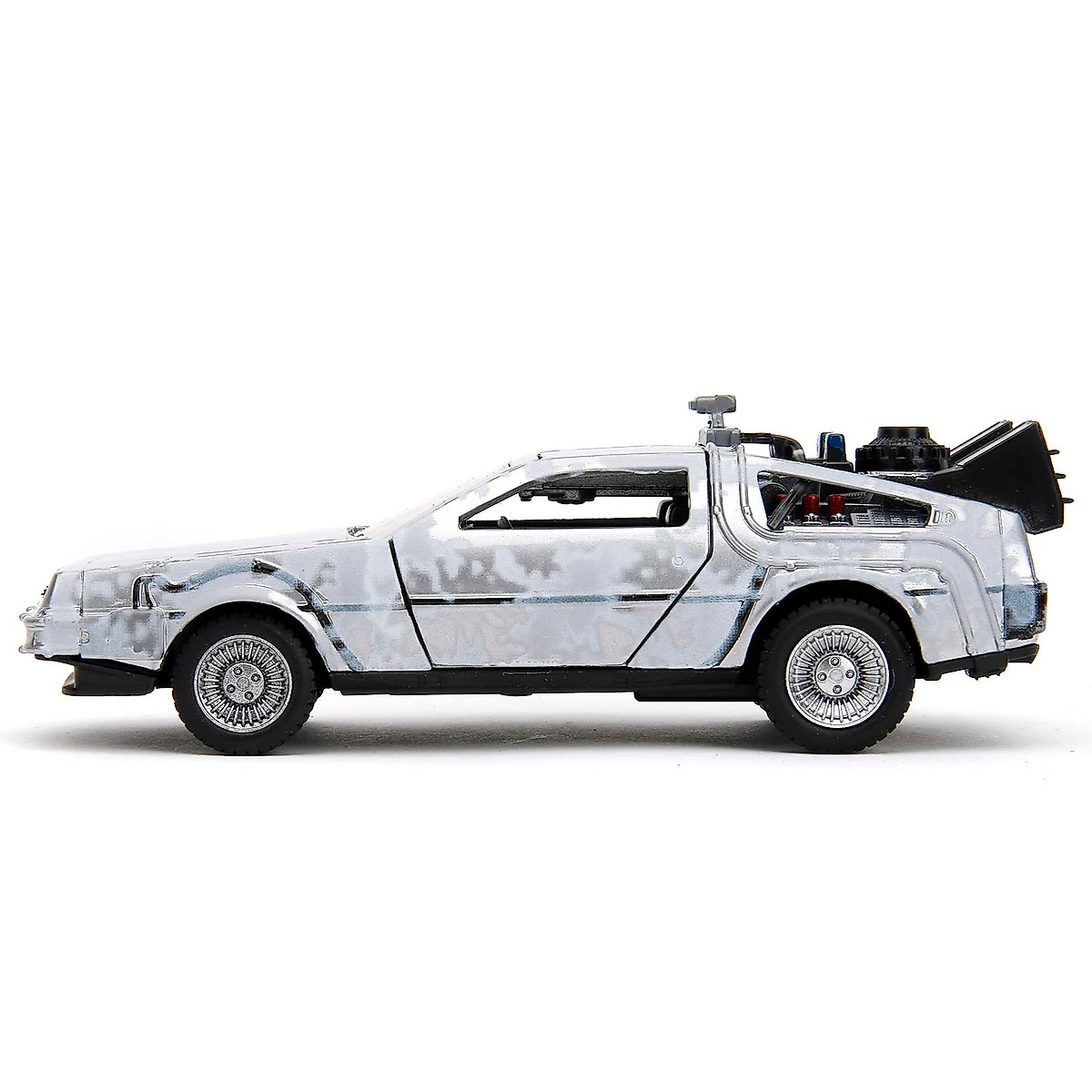 DMC Delorean Time Machine Brushed Metal (Frost Version) Back to The Future (1985) Movie Hollywood Rides Series 1/32 Diecast Model Car by Jada 34785
