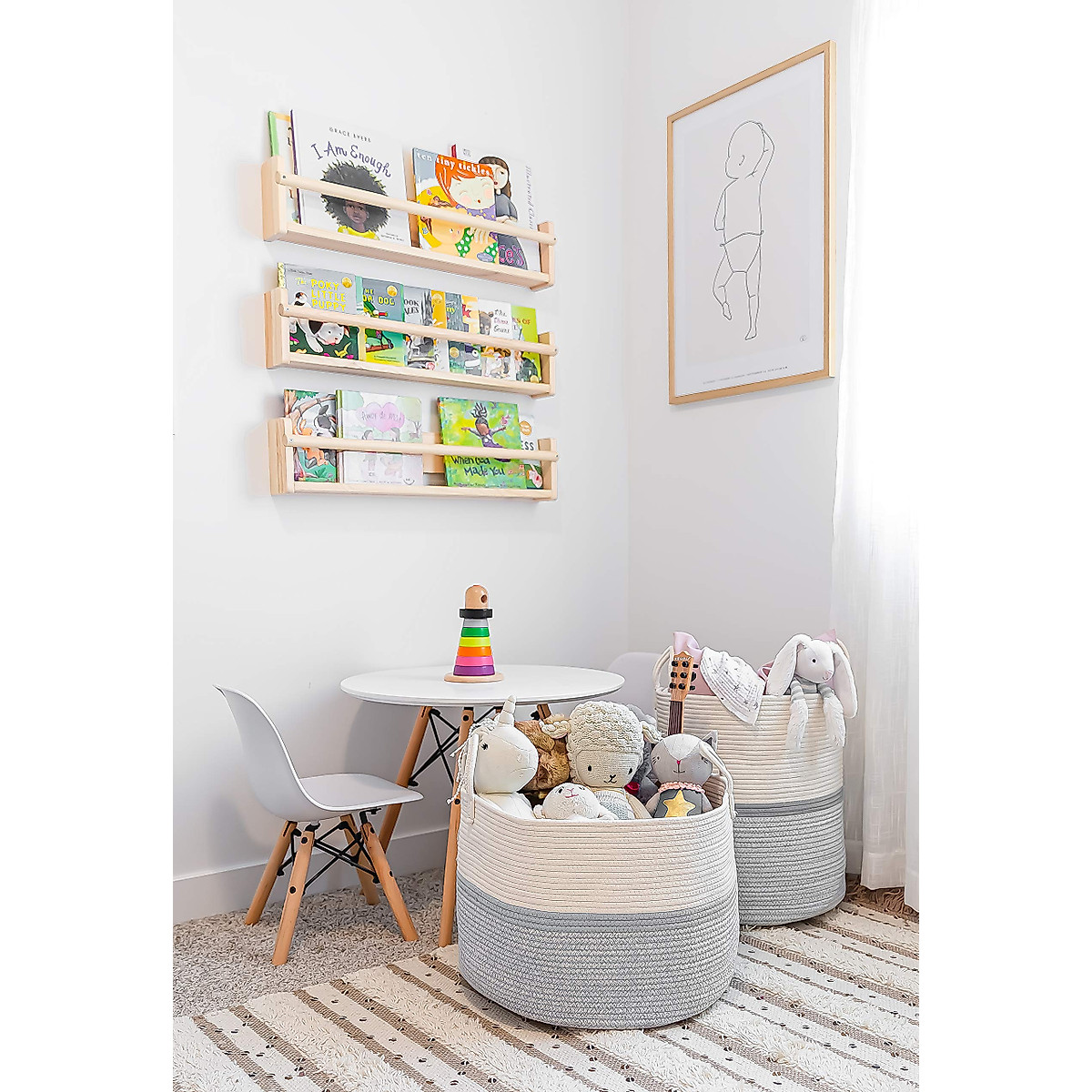 OrganiHaus Baby Hamper for Nursery 20x13, Large Toy Basket, Extra Large Basket for Blankets Living Room, Woven Laundry Basket, Large Blanket Basket Living Room, Gray Large Woven Basket