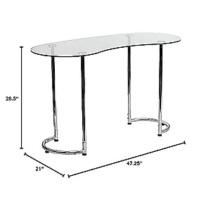 Flash Furniture Contemporary Desk with Curvaceous Clear Tempered Glass