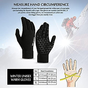 TRENDOUX Winter Gloves, Knit Touch Screen Glove Men Women Texting Smartphone Driving - Anti-Slip - Elastic Cuff - Thermal Soft Upgraded Lining - Hands Warm in Cold Weather - Black - M