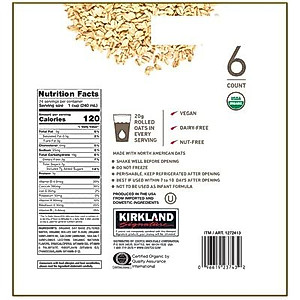 Kirkland Signature Oat Organic Non-Dairy Beverage - Made With Rolled Oats - 2g Rolled Oats in Every Serving - Ready Set Gourmet Donate a Meal Program - 2 Pack (192 Fl oz. Each)