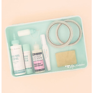 Craftelier - Organiser Box with 1 Compartment for Cardmaking, Scrapbooking and Craft Materials | Dimensions Approx. 26.5 x 17.8 x 4.2 cm (10.4" x 7" x 1.65") - Transparent and Turquoise Colour