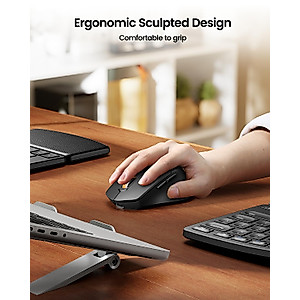 ProtoArc Ergonomic Keyboard Mouse, EKM04 2.4GHz Wireless Ergo Keyboard Mouse Combo, Separate Numeric Keypad, Split Design, Wrist Rest, Rechargeable, for Desktop, PC, Laptop, Windows
