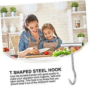 GREENADSCAPE 2pcs Pork Hook Turkey Hook for Fryer Butchering Supplies Butchering Meat Hook Manhole Hook Meat Boning Hook Heavy Duty Meat Hooks Grill Accesories Tool Hooks Silver Stainless Steel