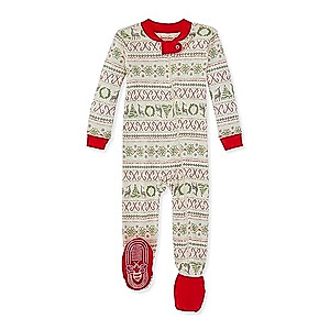 Burt's Bees Baby Baby Girls Pajamas, Zip Front Non-Slip Footed Sleeper Pjs, 100% Organic Cotton, My Deerest Fair Isle, 18 Months