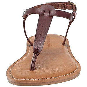 Amazon Essentials Women's Casual Thong Sandal with Ankle Strap, Brown, 7