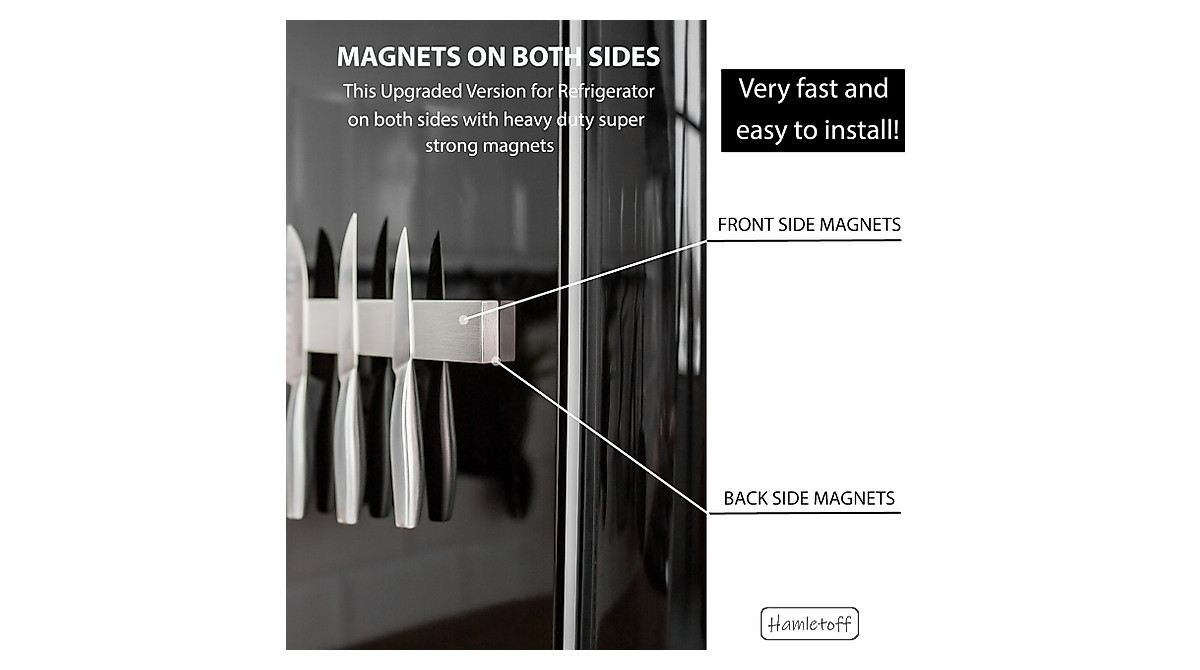 Hamletoff 16" Magnetic Knife Holder - Easy Fridge Mount