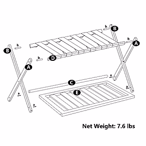 BAIDE PACK Wood Luggage Rack Stand for Guest Room, Folding Suitcase Holder Stand with 6 Support Straps for Home Bedroom Travel, Bamboo