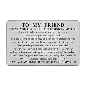 ABNTY Friend Gifts for Women, Thank You for Being a Friend Card, Appreciation Friend Gifts, Steel Engraved Wallet Card Insert
