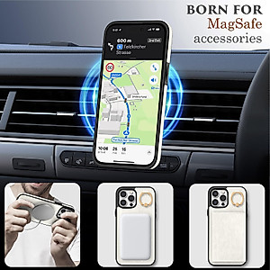 LOHASIC for iPhone 15 Pro Max Wallet Case, 6 Card Holder, Detachable Magnetic Back, Compatible with Mag-Safe, Ring Stand, PU Leather Credit Slot ProMax Phone Cover to Women, 6.7 Inch - White