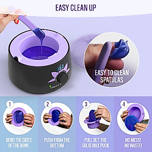 Tress Wellness Wax Warmer Silicone Liner (Purple) - Easy to Clean Silicone Wax Warmer Bowls with 2x Silicone Spatulas Compatible with 16oz Electric Waxing Kit - Silicone Wax Pot melting Wax Bowl