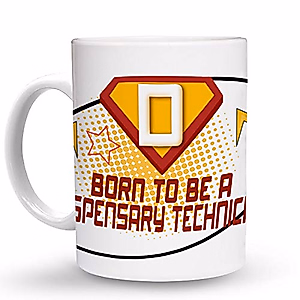 Makoroni - BORN TO BE A DISPENSARY TECHNICIAN Career 15 oz Ceramic Large Coffee Mug/Cup Design#24