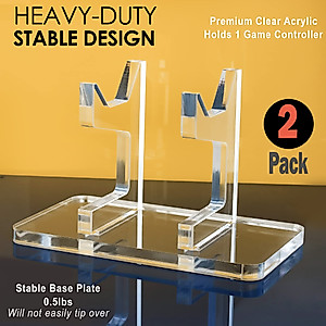 JDS Transparent Acrylic Universal Controller Stand for PS4, PS5, Xbox, Switch Consoles - Gaming Controller Holder for Storage, Organization & Display- 2 Pack